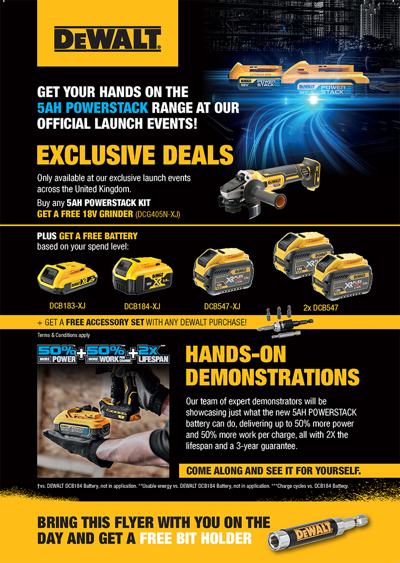 Dewalt Powerstack 5 0ah Launch Events At Our Cardiff And Bridgend Branches